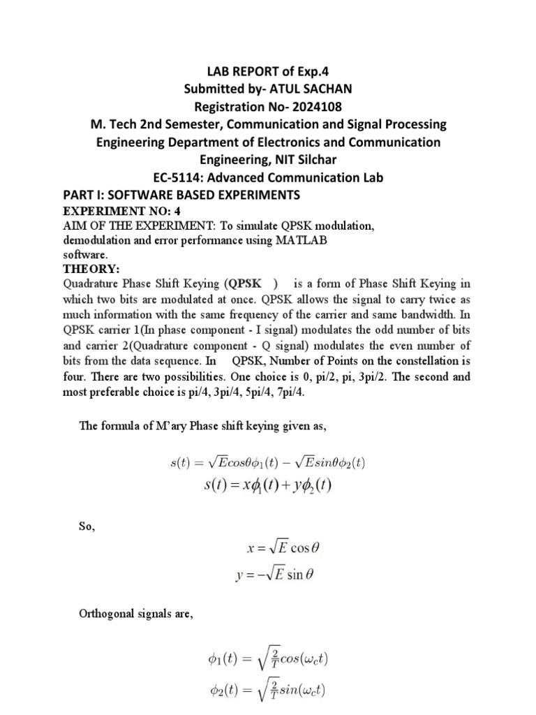 QPSK | PDF | Modulation | Telecommunications Engineering