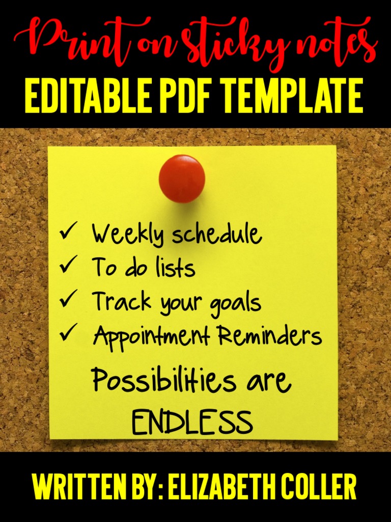EDITABLE PDF Template: Print On Sticky Notes | PDF