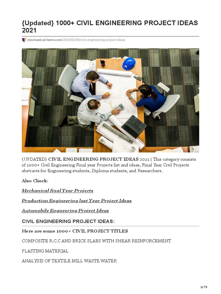 Updated 1000 CIVIL ENGINEERING PROJECT IDEAS 2021 | PDF | Masonry | Fly Ash