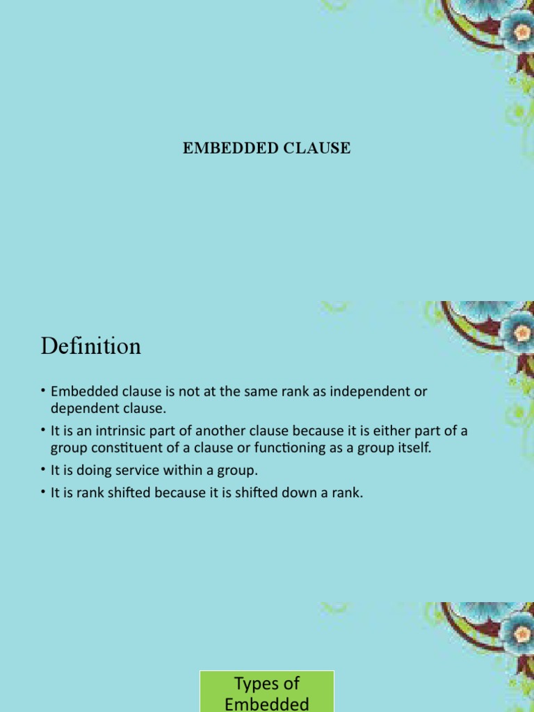 Embedded Clause Pdf