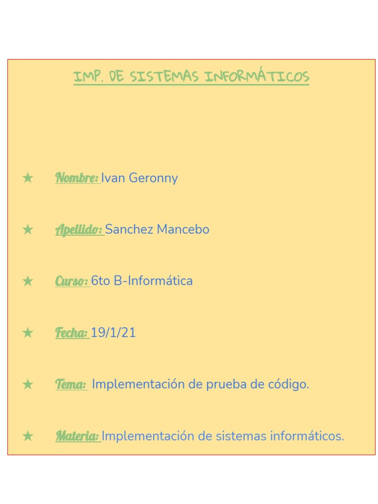 Asignación - IMPLEMENTACION DE PRUEBA DE CODIGO | PDF | Pruebas de ...