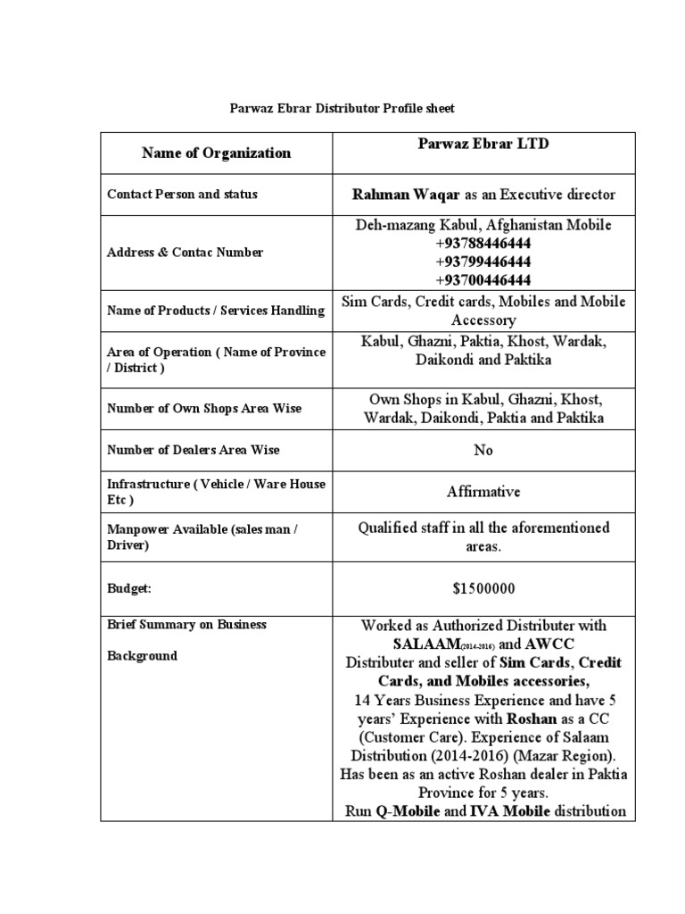 Parwaz Ebrar LTD ProfileR | PDF