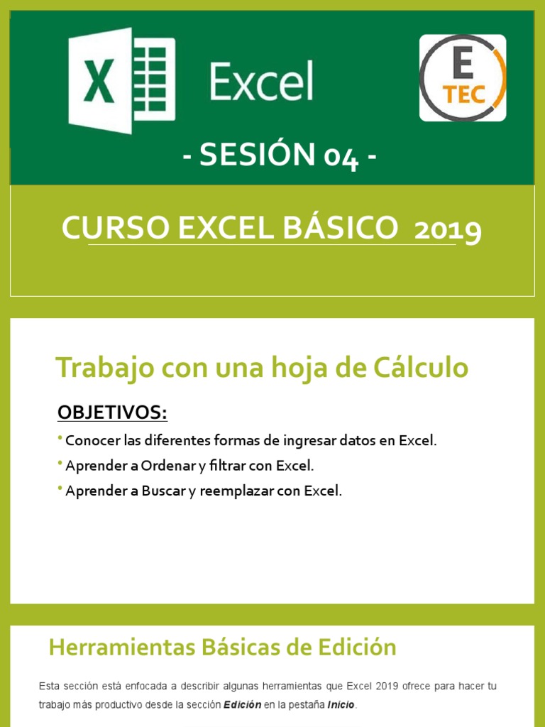Curso Excel Básico 2019 - Sesión 04 | PDF | Microsoft Excel | Software