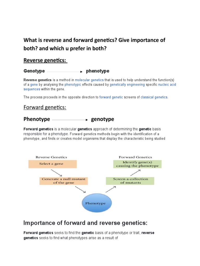 What Is Reverse and Forward Genetics? Give Importance of Both? and ...