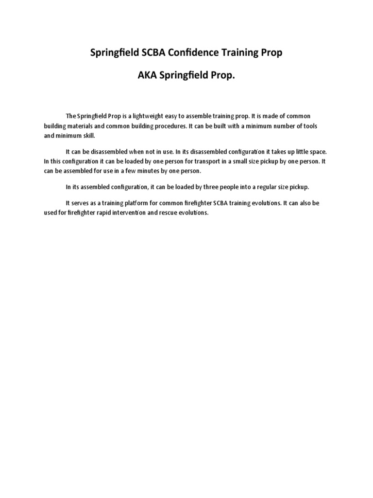 Springfield SCBA Training Prop Guide | PDF
