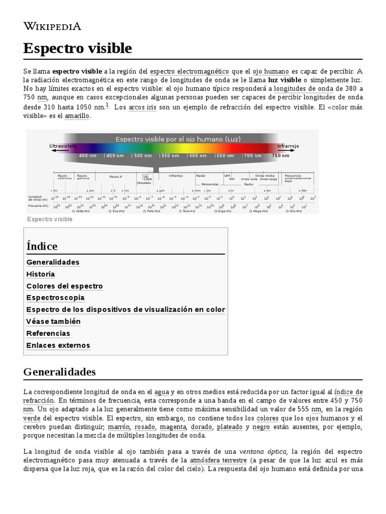Espectro Visible | PDF | Espectro electromagnético | Atómico