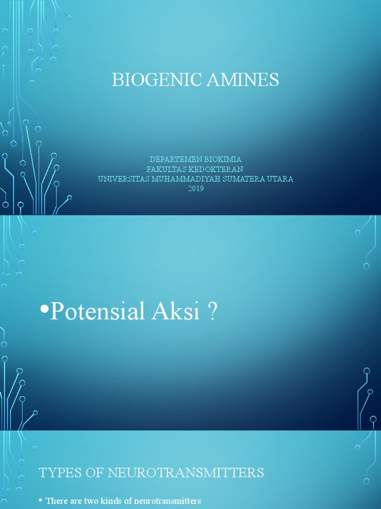 Biogenic Amines: Types of Neurotransmitters and Their Functions | PDF ...