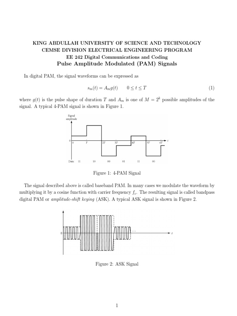 Pulse Amplitude Modulated (PAM) Signals | Download Free PDF ...