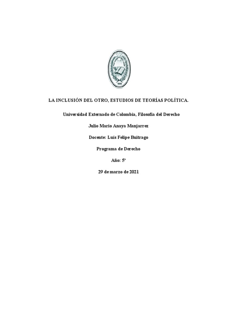 La Inclusión Del Otro. Ue | PDF | Jürgen Habermas | Democracia