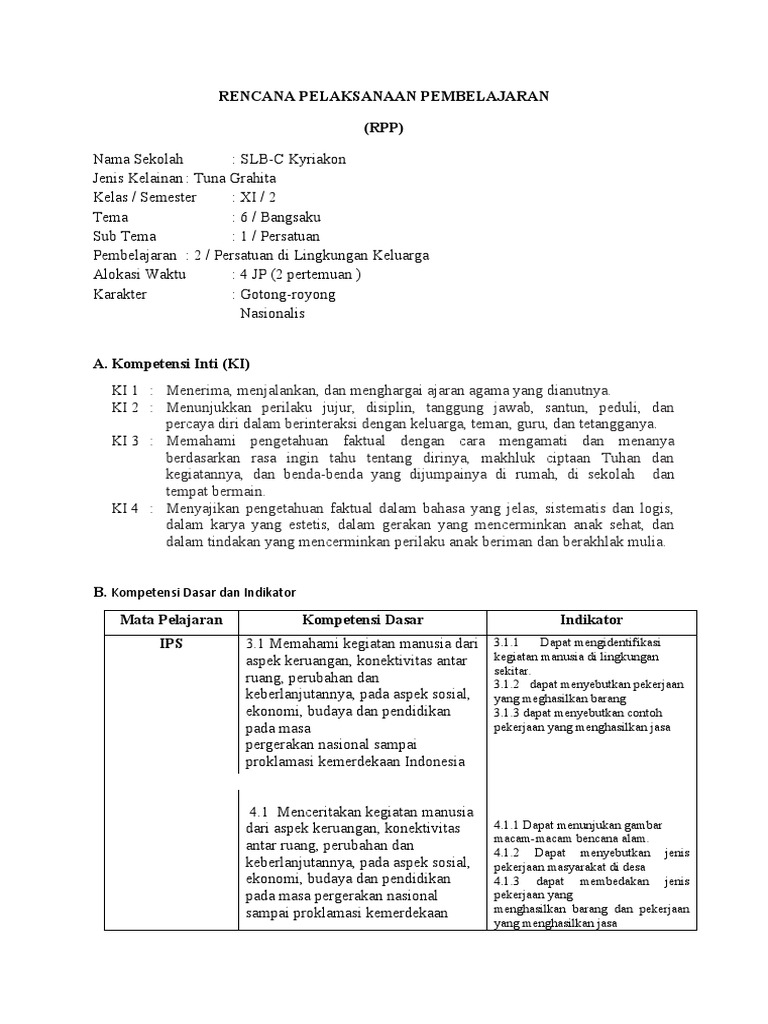 RPP Tema 6 Bangsaku Sub Tema 1 Pembelajaran 2 | PDF