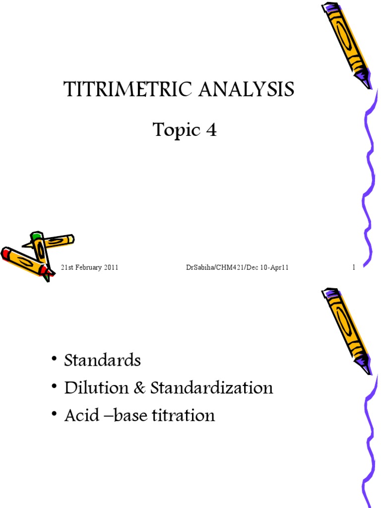 Titrimetric Analysis: Topic 4 | PDF | Chemistry | Titration