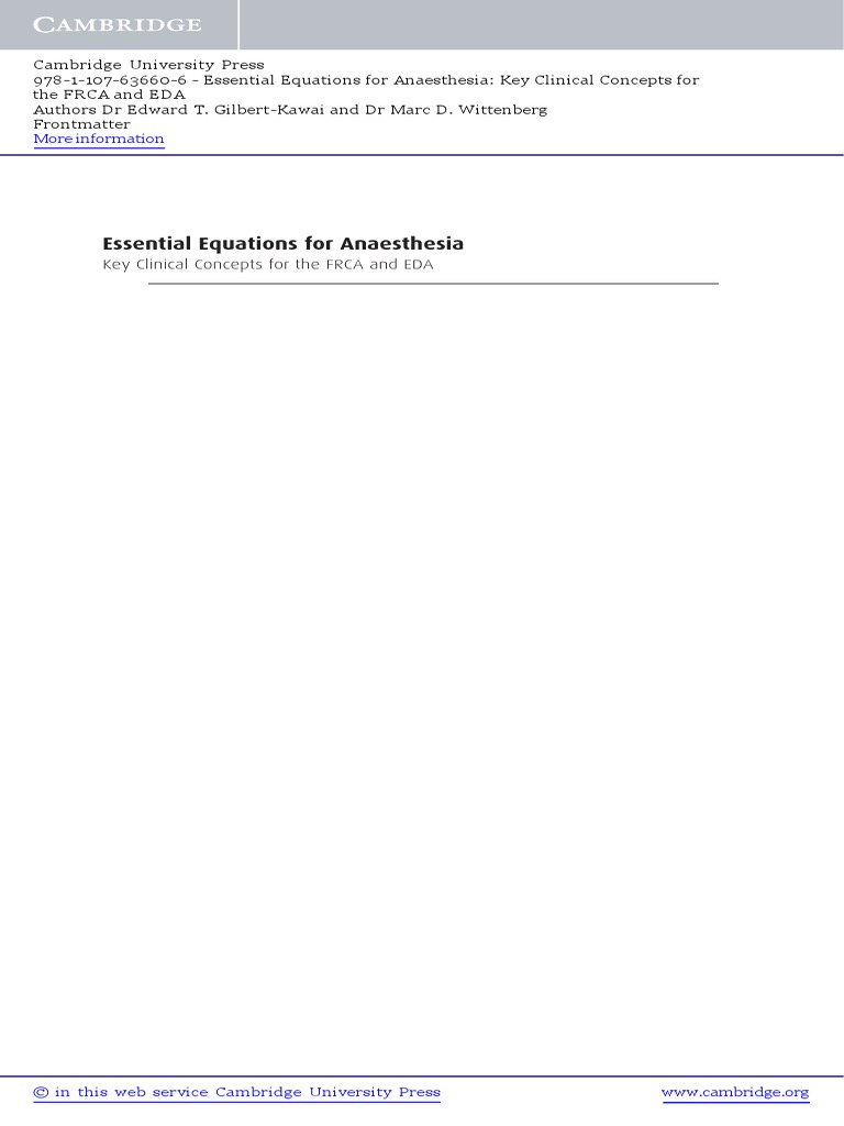 Anaesthetic Equations | PDF | Medicine | Nature