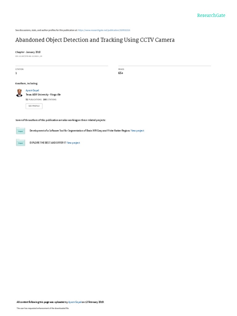 Abandoned Object Detection and Tracking Using CCTV Camera: January 2018 ...