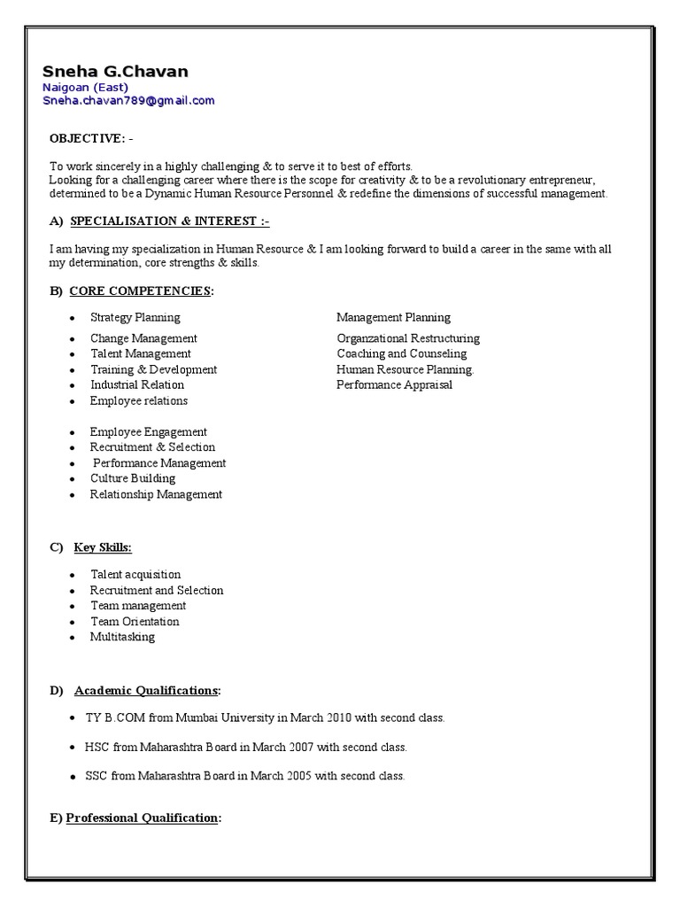 Sneha Resume | PDF | Recruitment | Human Resource Management
