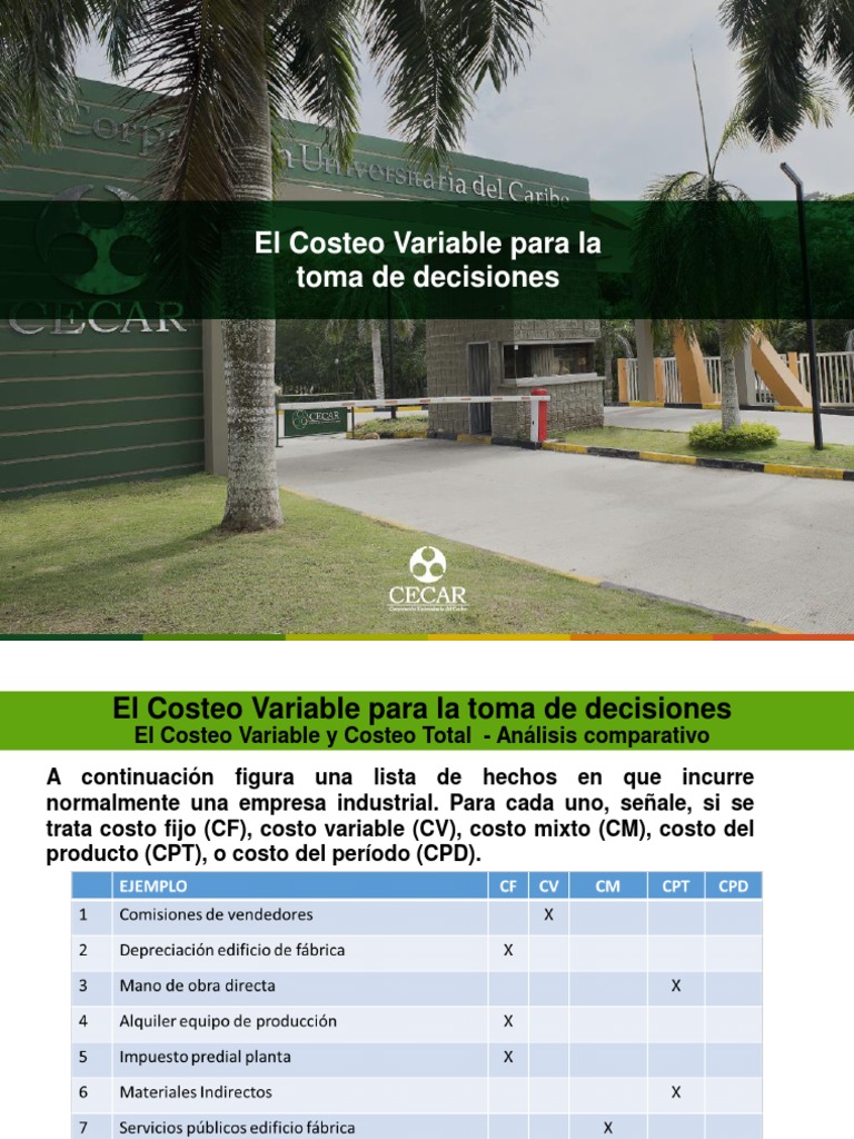 El Costeo Variable para La Toma de Decisiones | PDF | Estado de ...
