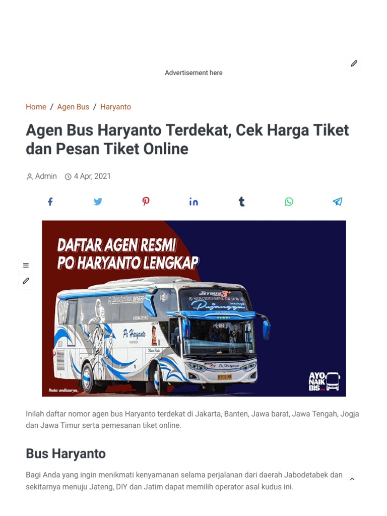 Agen Bus Haryanto Terdekat, Cek Harga Tiket Dan Pesan Tiket Online ...