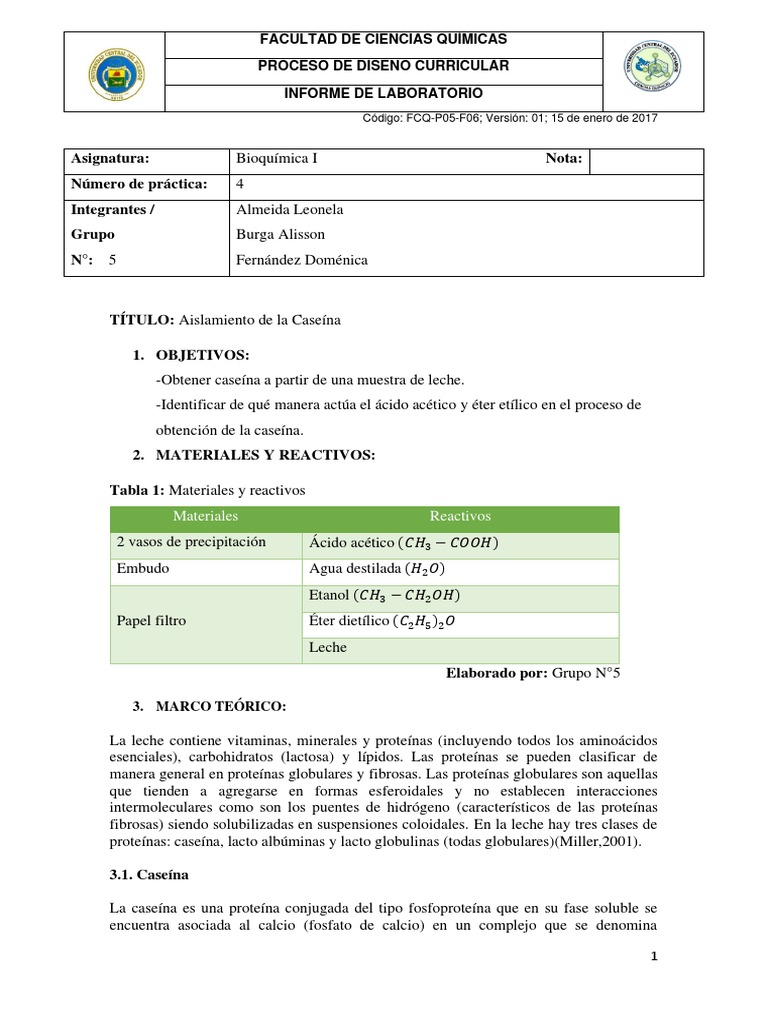 Aislamiento de Caseína en Leche | PDF | Proteínas | Leche