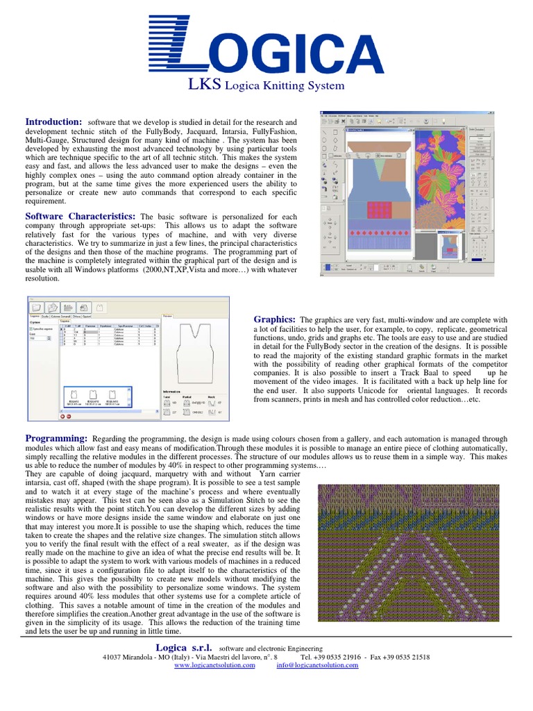 An Introduction to the LKS Logica Knitting System: Advanced Software ...