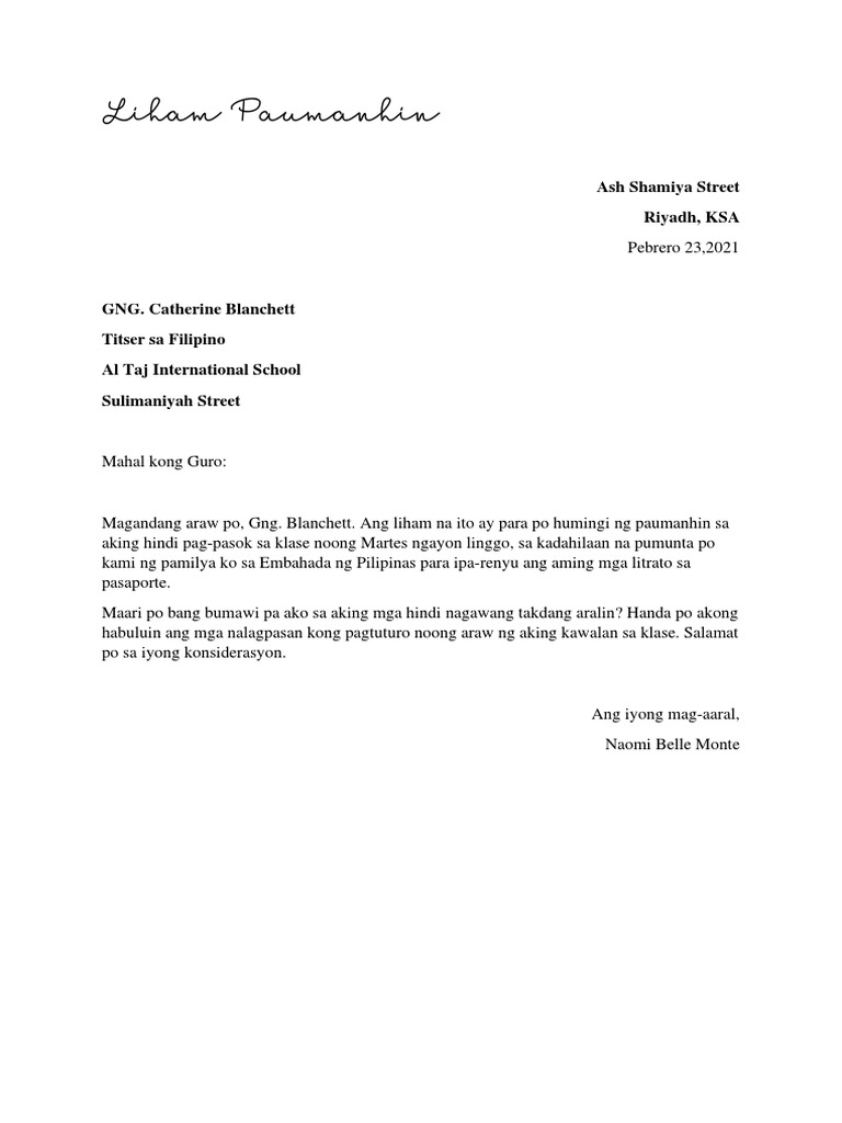 Liham Paumanhin | PDF