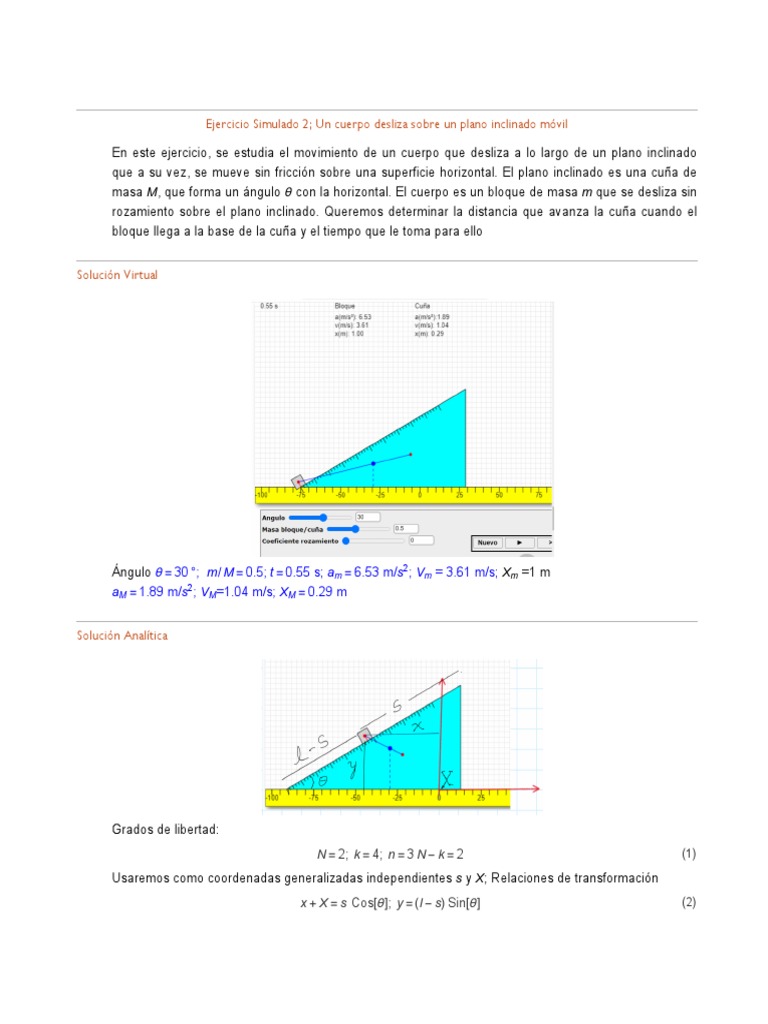 Un Cuerpo Desliza Sobre Un Plano Inclinado Móvil | PDF | Fricción ...