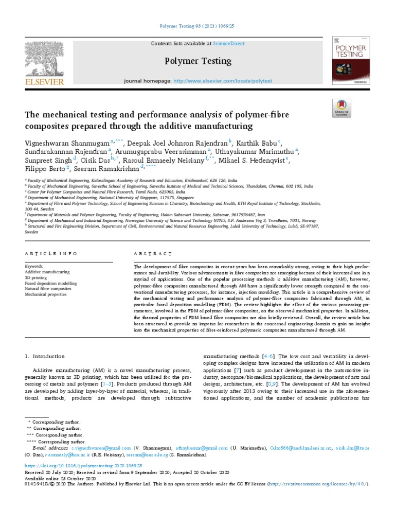 Polymer Testing: Sciencedirect | PDF | Composite Material | 3 D Printing