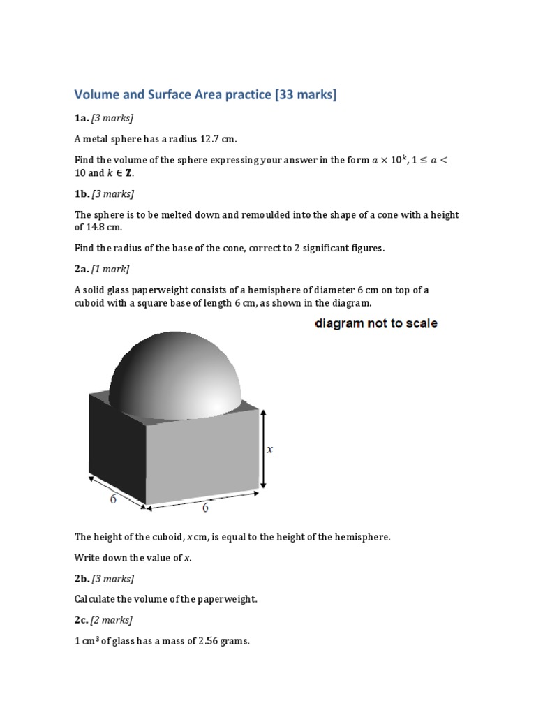 Volume and Area Practice | PDF