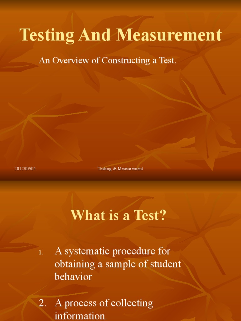Testing and Measurement: An Overview of Constructing A Test | PDF ...