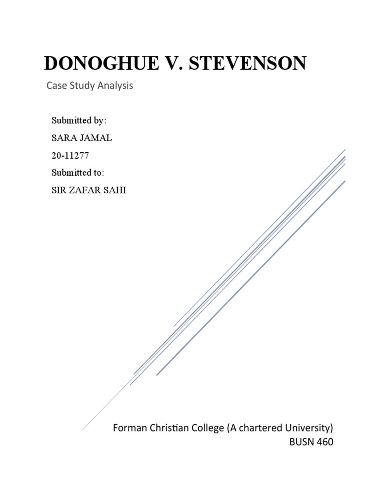 Donoghue V. Stevenson: Case Study Analysis | PDF | Duty Of Care | Negligence