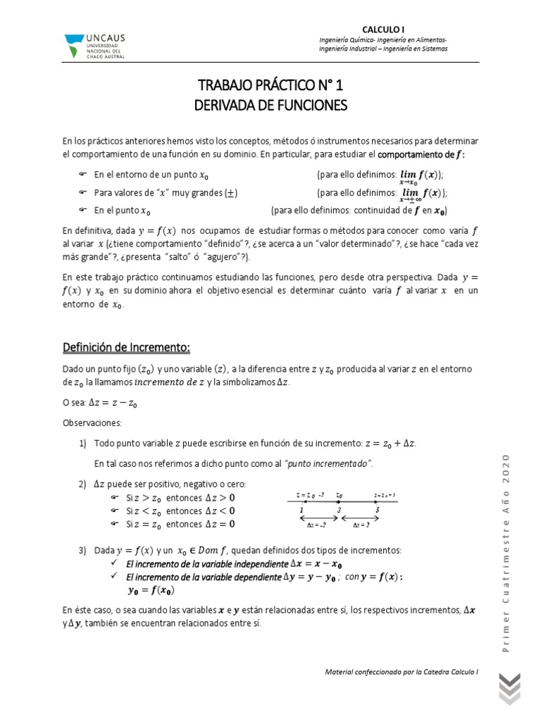 Trabajo Practico Nº1 Derivada | PDF | Derivado | Función (Matemáticas)