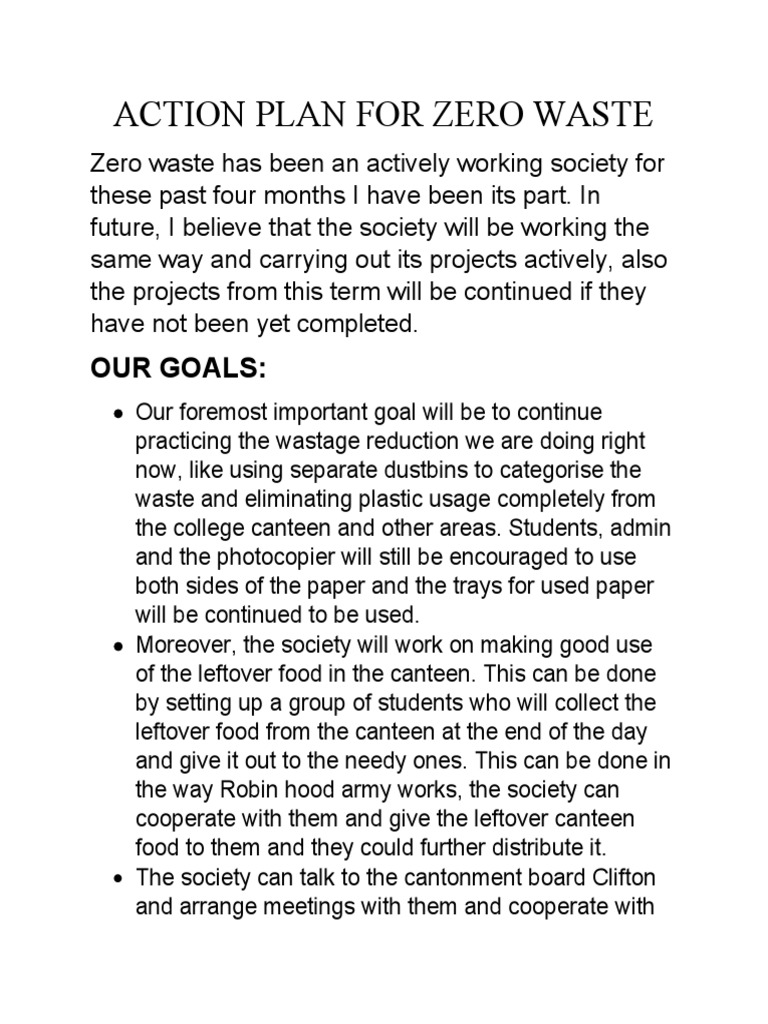 Zero Waste Action Plan Overview | PDF | Career & Growth | Lifestyle