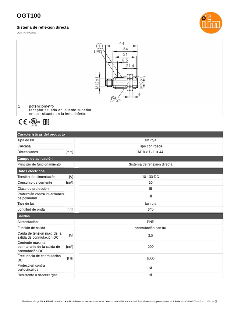 Ogt100 00 - Es MX | PDF | Diodo emisor de luz | Electricidad