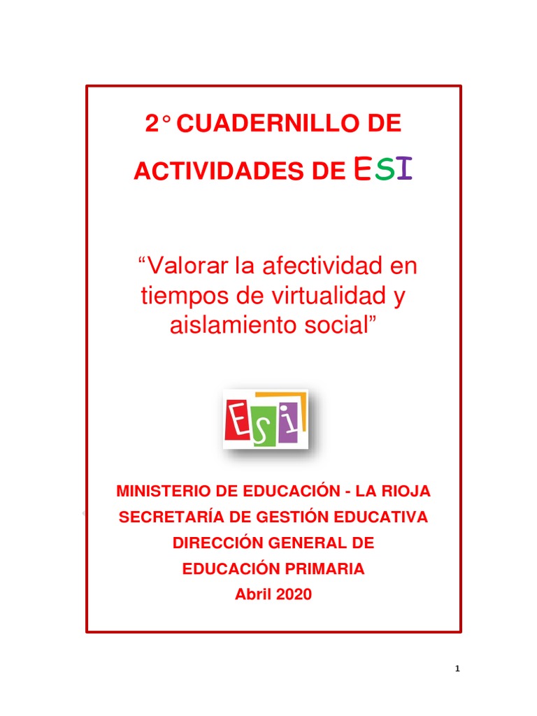 2c2b0 Cuadernillo de Actividades de Esi Primaria Corregido | PDF | Las emociones | Educación ...