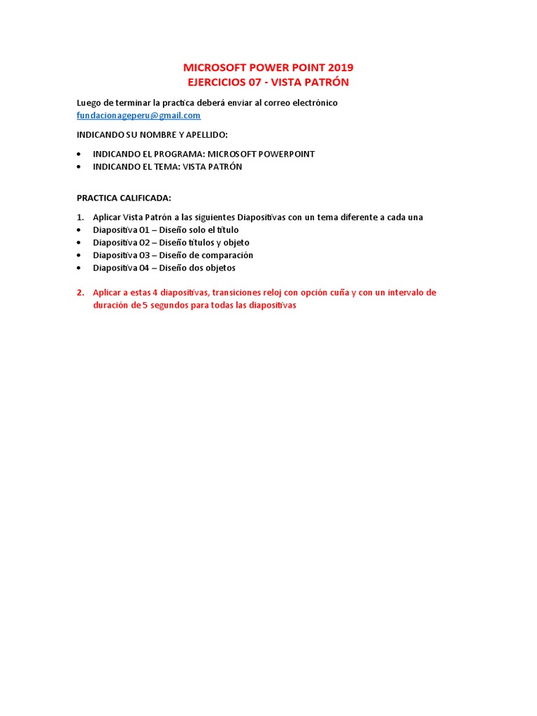 Ejercicios de Vista Patrón en PowerPoint | PDF