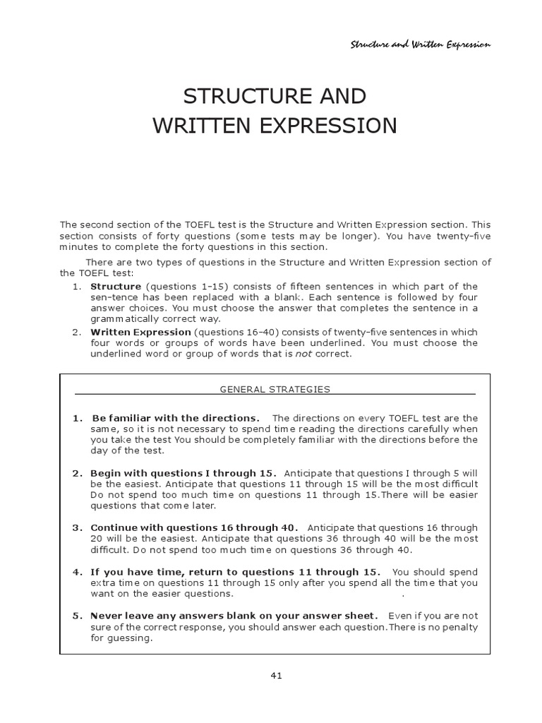 Structure and Written Expression | PDF | Subject (Grammar) | Object (Grammar)