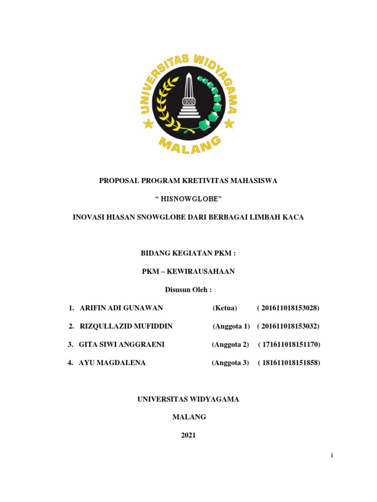 Proposal - HISNOWGLOBE - Inovasi Hiasan Snowglobe Dari Berbagai Limbah Kaca | PDF | Seni