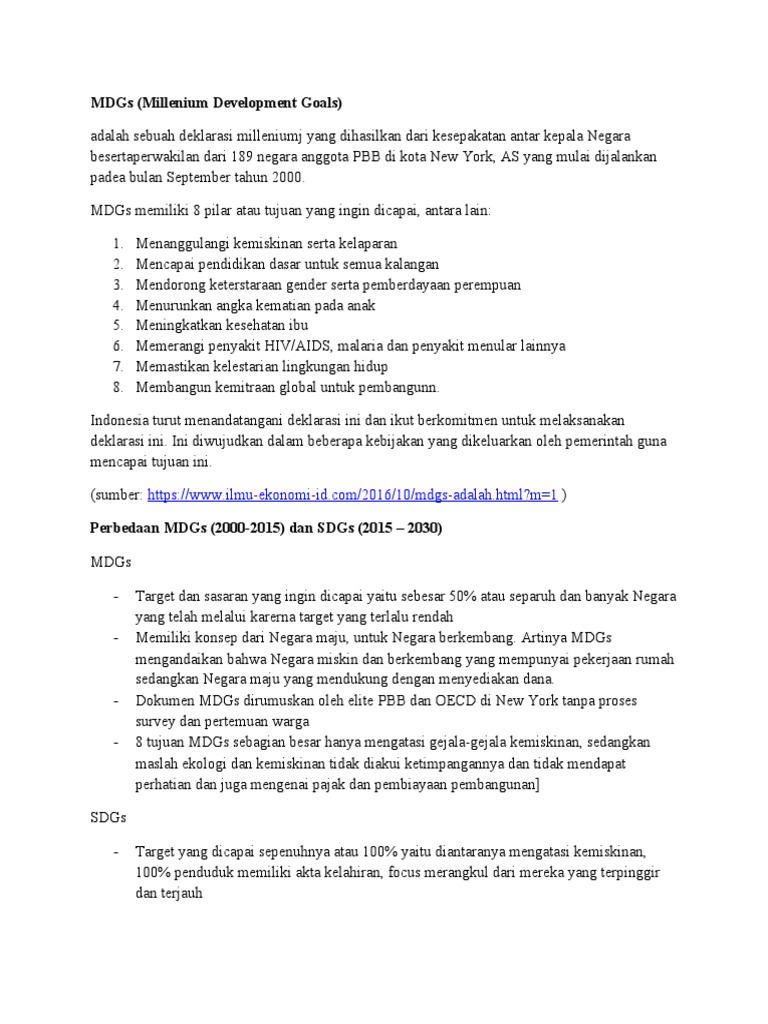 MDGs Adalah | PDF
