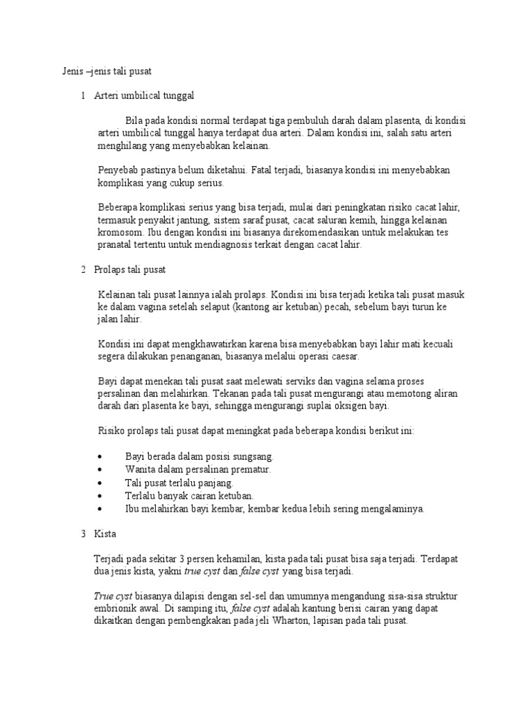 Jenis Tali Pusat | PDF