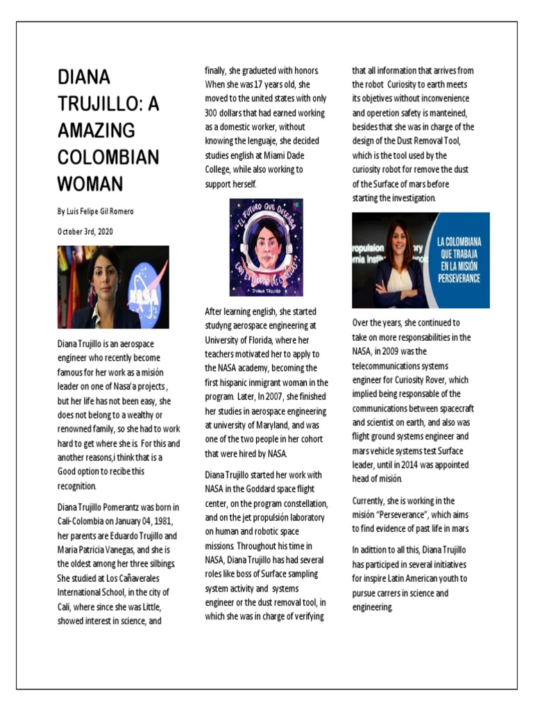 Diana Trujillo: NASA's Colombian Leader | PDF | Flight | Space Technology