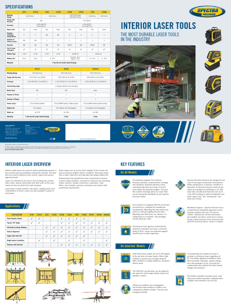 Interior Laser Tools Brochure LP51 LT20 LT52 LT56 LT58 | PDF | Tripod ...