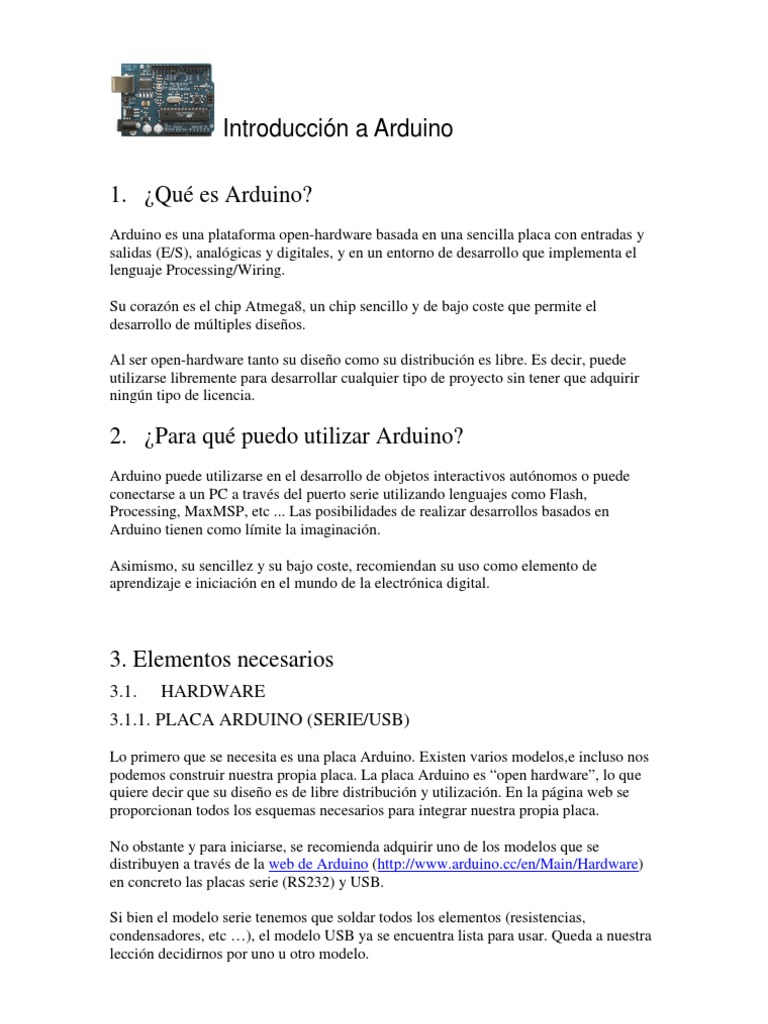 Introduccion A Arduino | PDF | Arduino | USB
