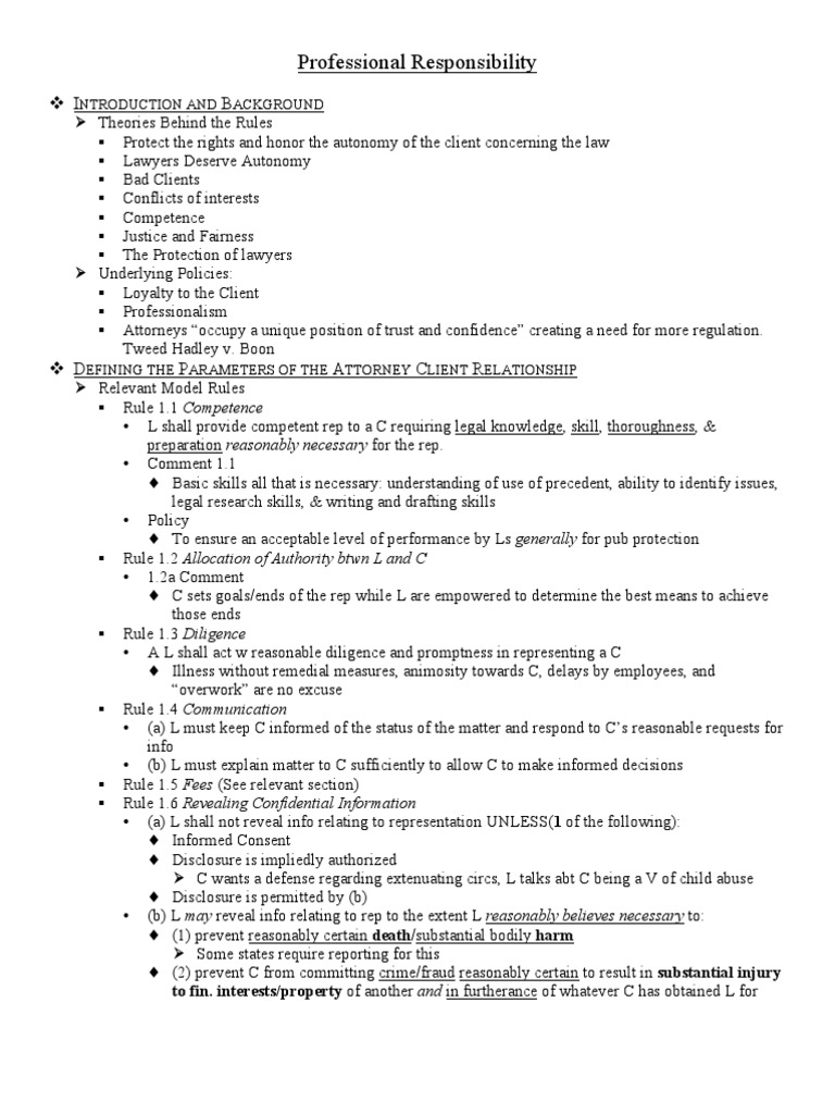 Professional Responsibility Outline REVISED | PDF | Prosecutor ...