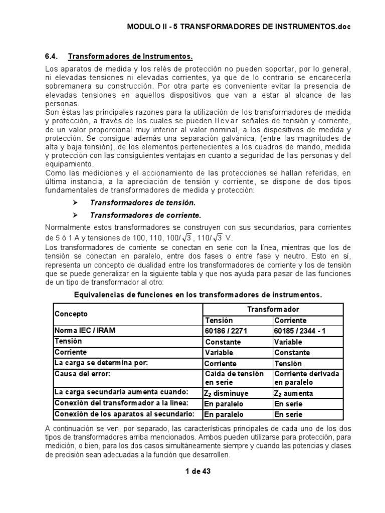 Transformadores de instrumentos: características y tipos | PDF ...