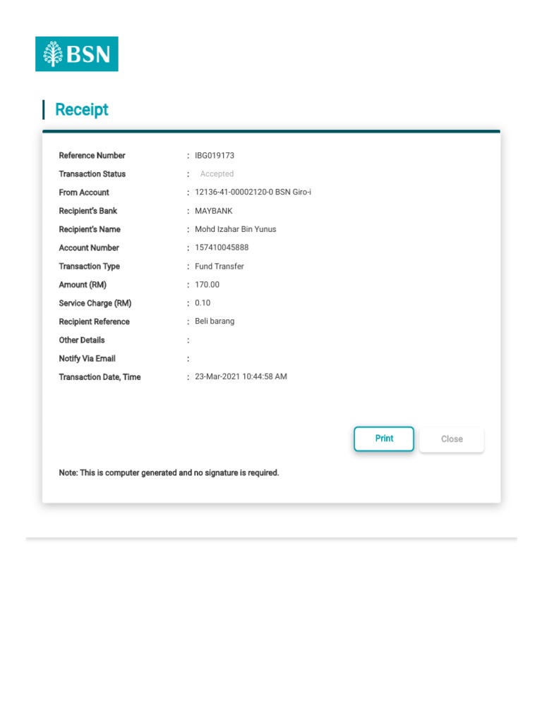 MyBSN - Interbank GIRO - Bank Simpanan Nasional | PDF