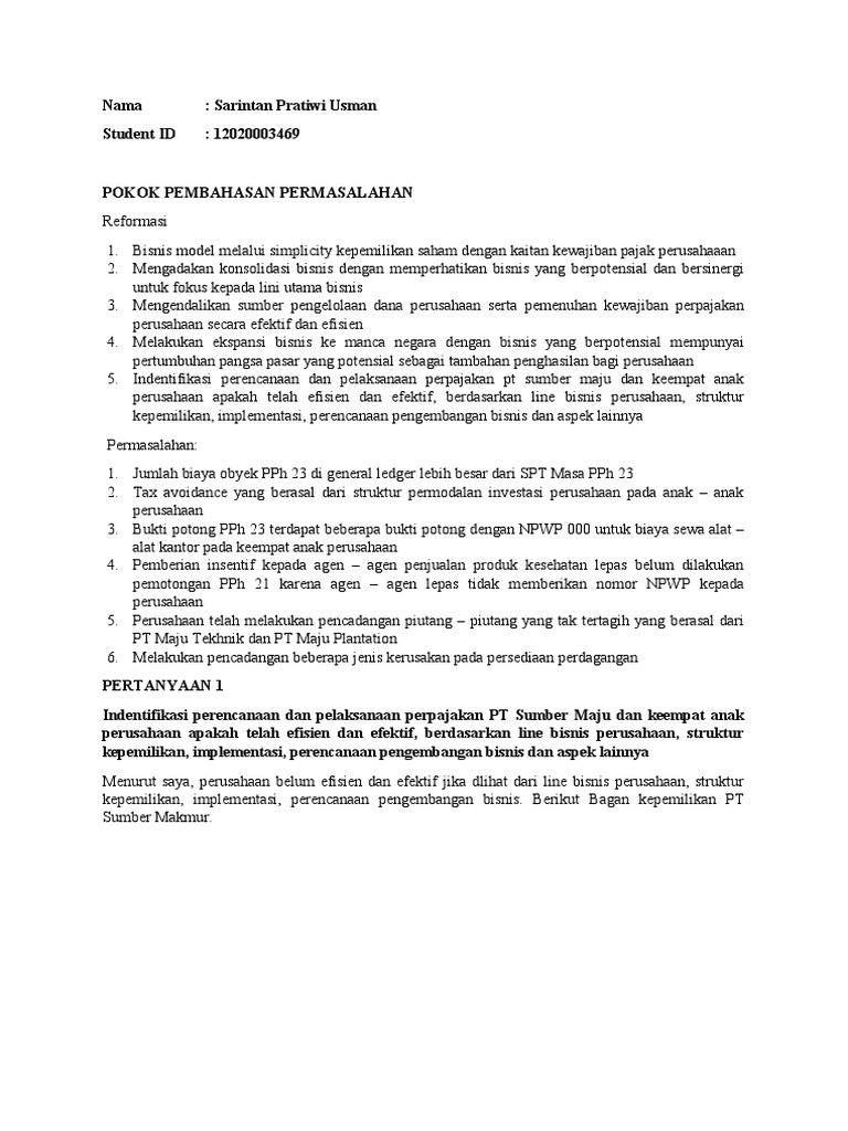 UTS - Manajemen Perpajakan - 12020003469 | PDF