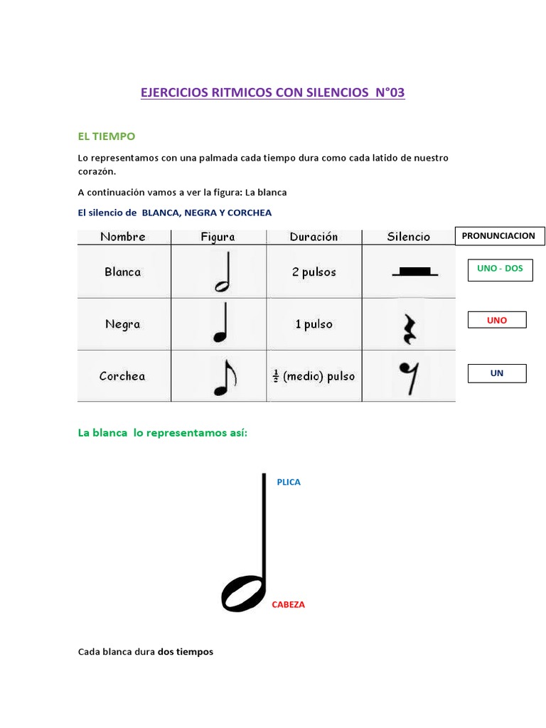 Ejercicios Ritmicos Con Silencios N°03 | PDF