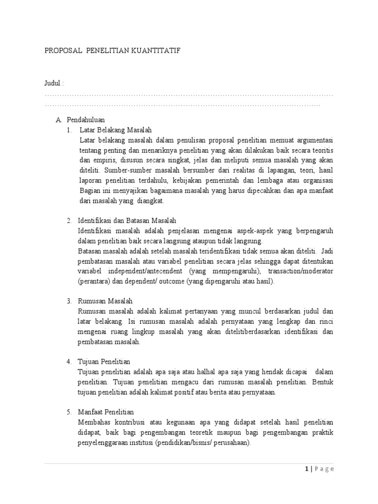 Proposal Penelitian Kuantitatif | PDF | Karier & Perkembangan
