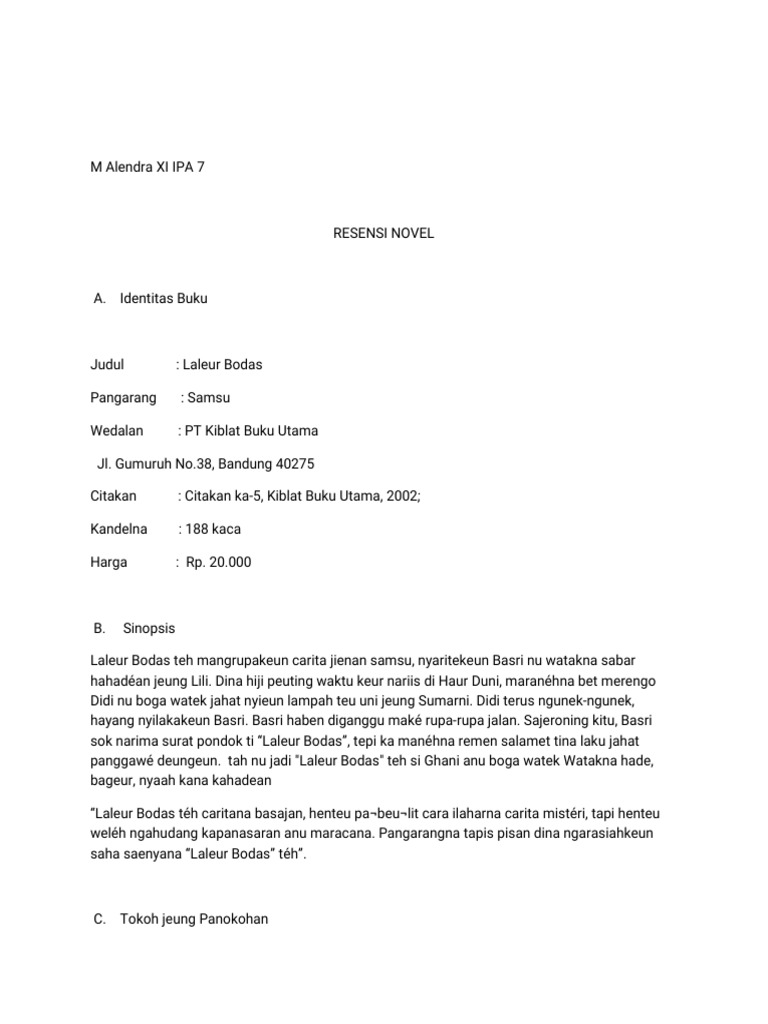 Resensi Novel Sunda | PDF