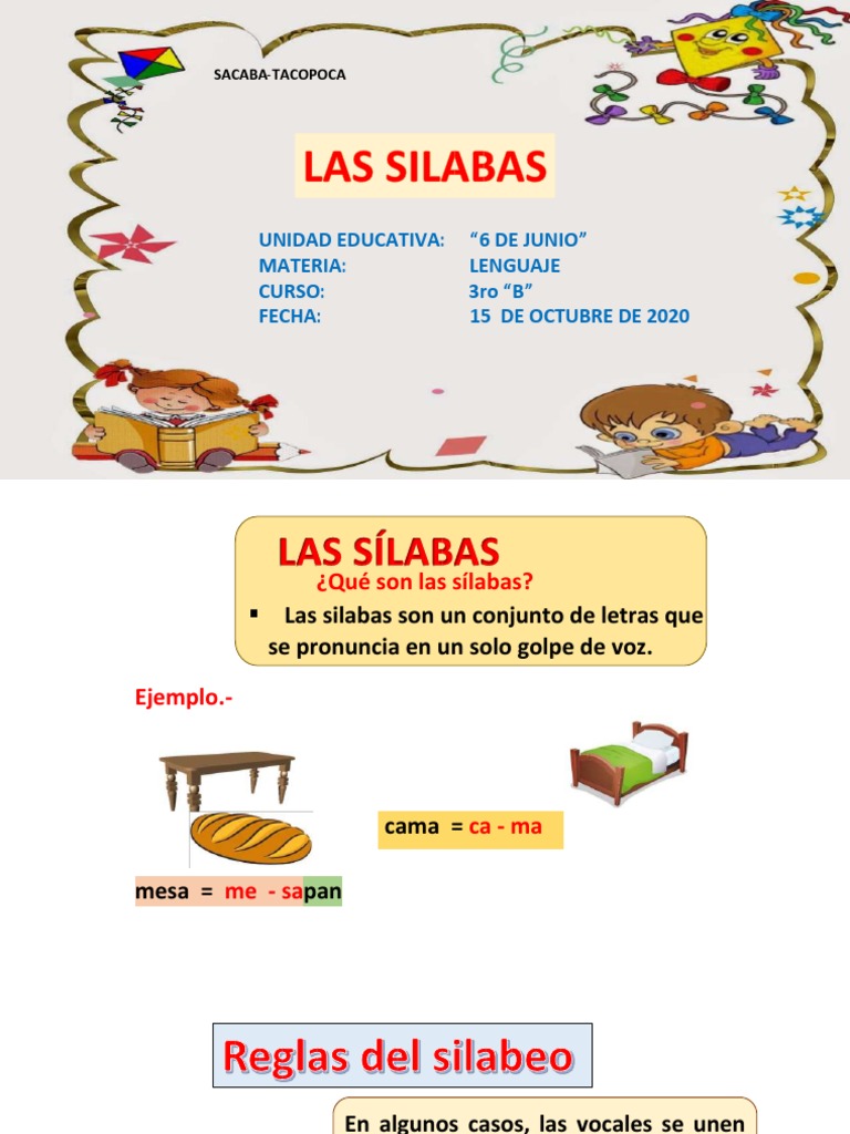 Las Silabas Lenguaje 15 de Octubre | PDF