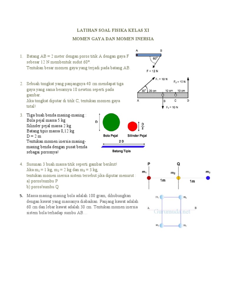 Latihan Soal Kelas Xi Momen Gaya Dan Inersia | PDF