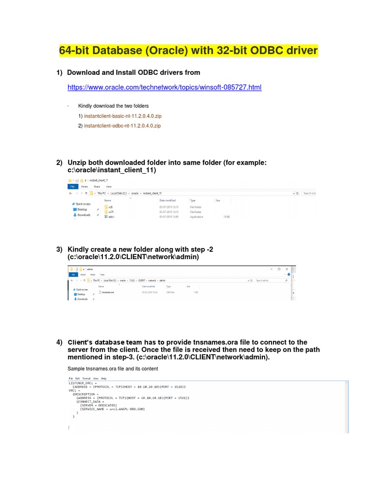 Oracle - ODBC 32-Bit Driver Install | PDF